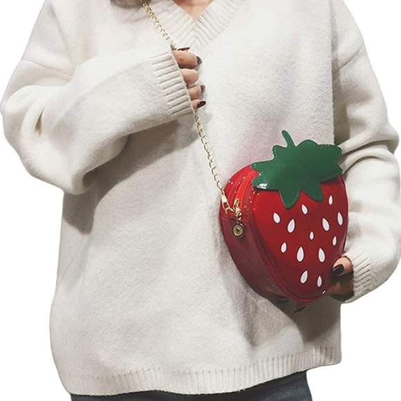 Bags | Strawberry Bag Purse New Vegan Leather Fruit Trendy Unique ...